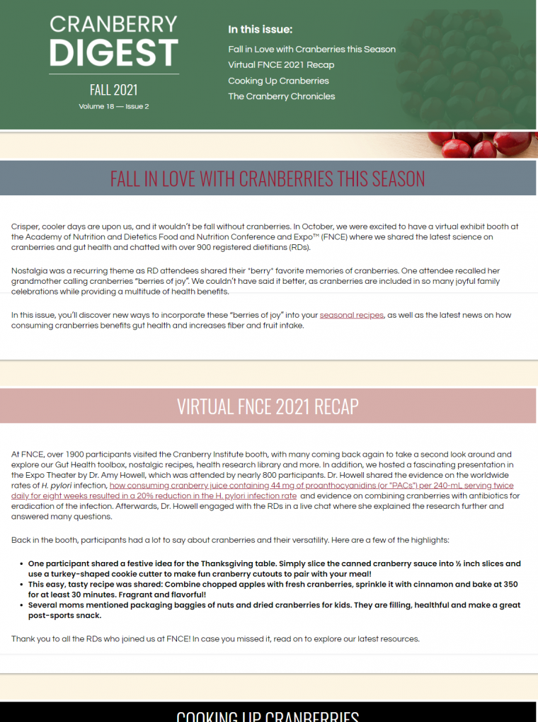 The Cranberry Institute — Dedicated to supporting research and ...